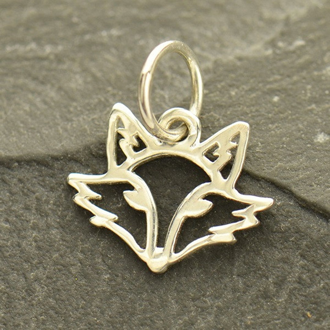 Sterling Silver Fox Charm. 925 Sterling Silver Fox Face Charm. Tiny Fox ...