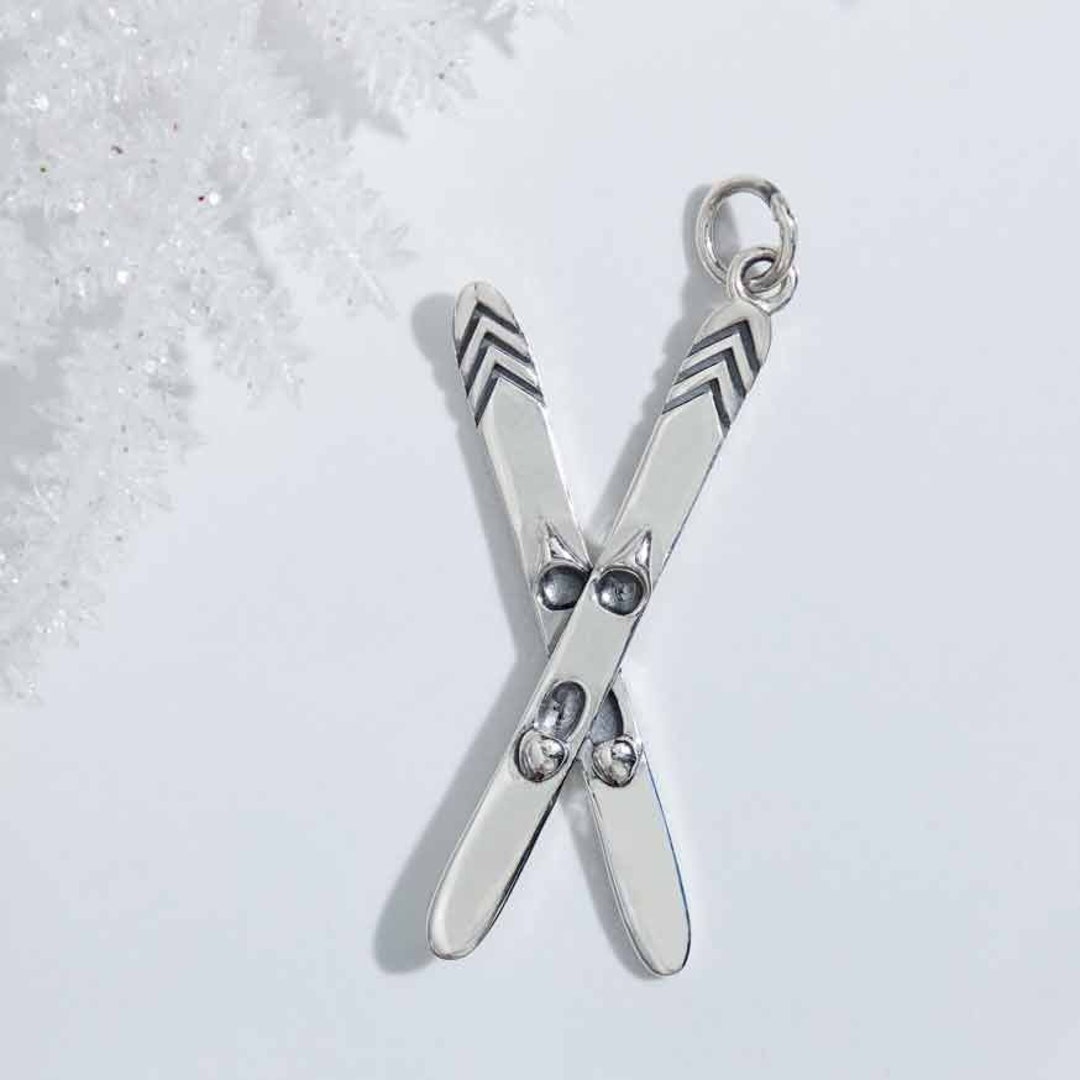 Ski Charm 925 Sterling Silver Skiing Charm. Skier or Snowboarder ...