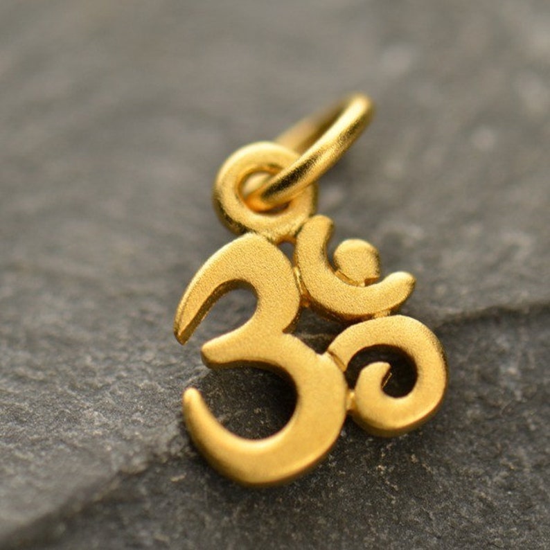 TINY Om Charm .925 Sterling Silver Mini Om Charm or 24K Gold - Etsy