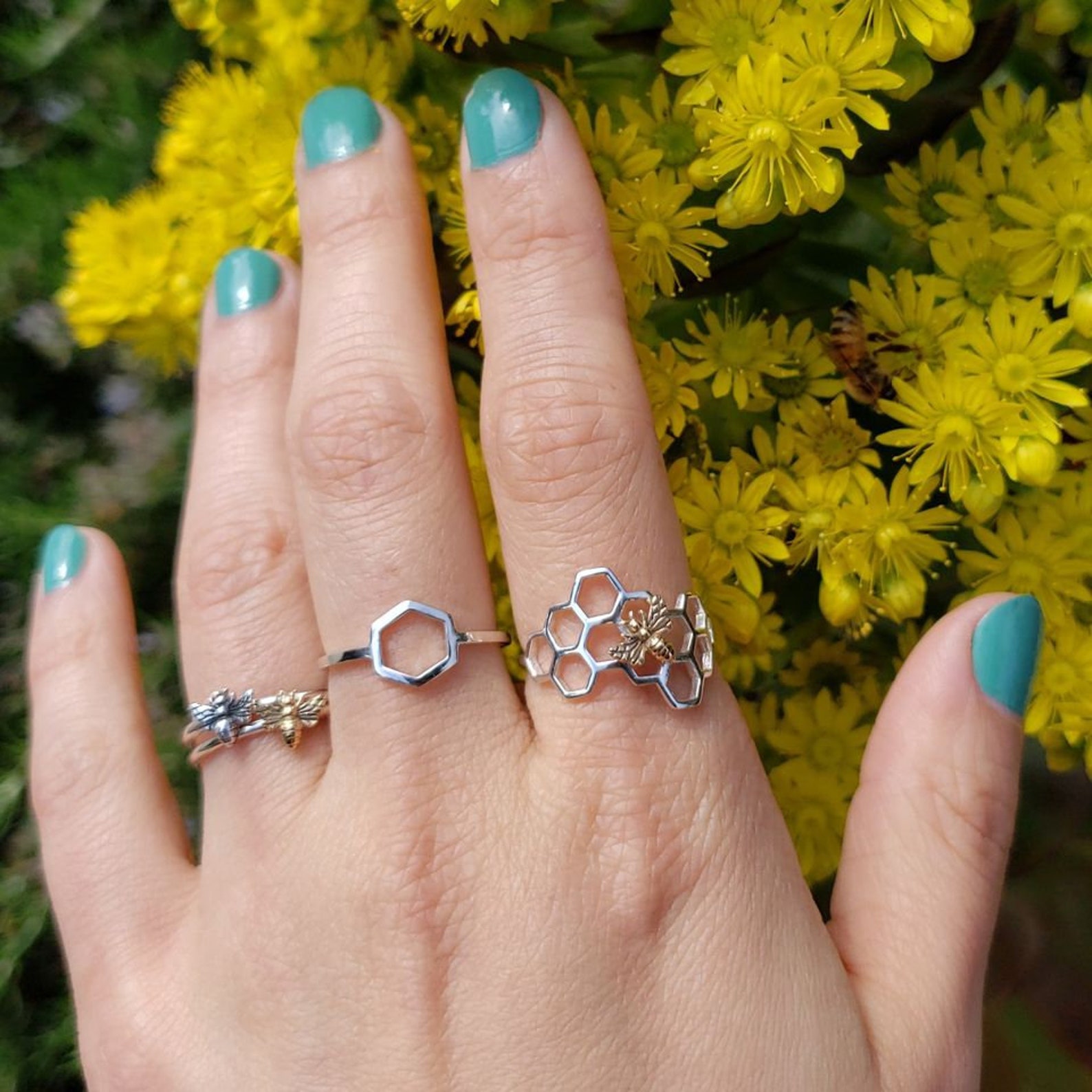 Honeycomb Ring 925 Sterling Silver. Solid Sterling Silver | Etsy