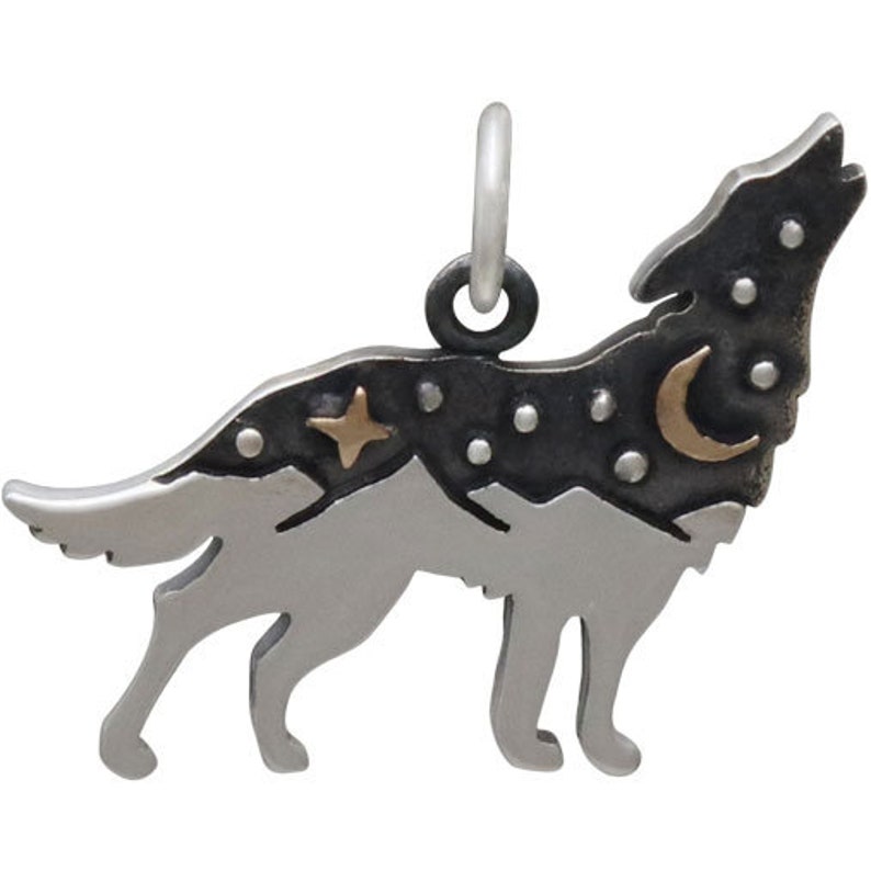 Sterling Silver Wolf Charm. Mountain Wolf Charm. Mountain Charm ...