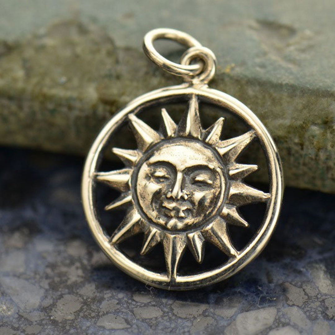 Sterling Silver Sun Charm. 925 Sterling Silver Sun Pendant. Solid ...