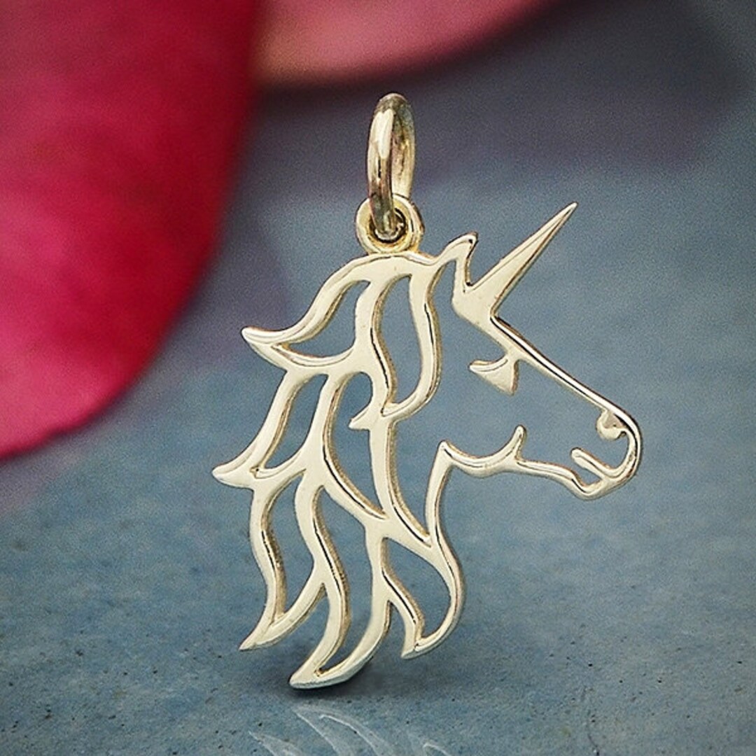 Unicorn Charm Sterling Silver. 925 Sterling Silver. Unicorn Head Charm ...