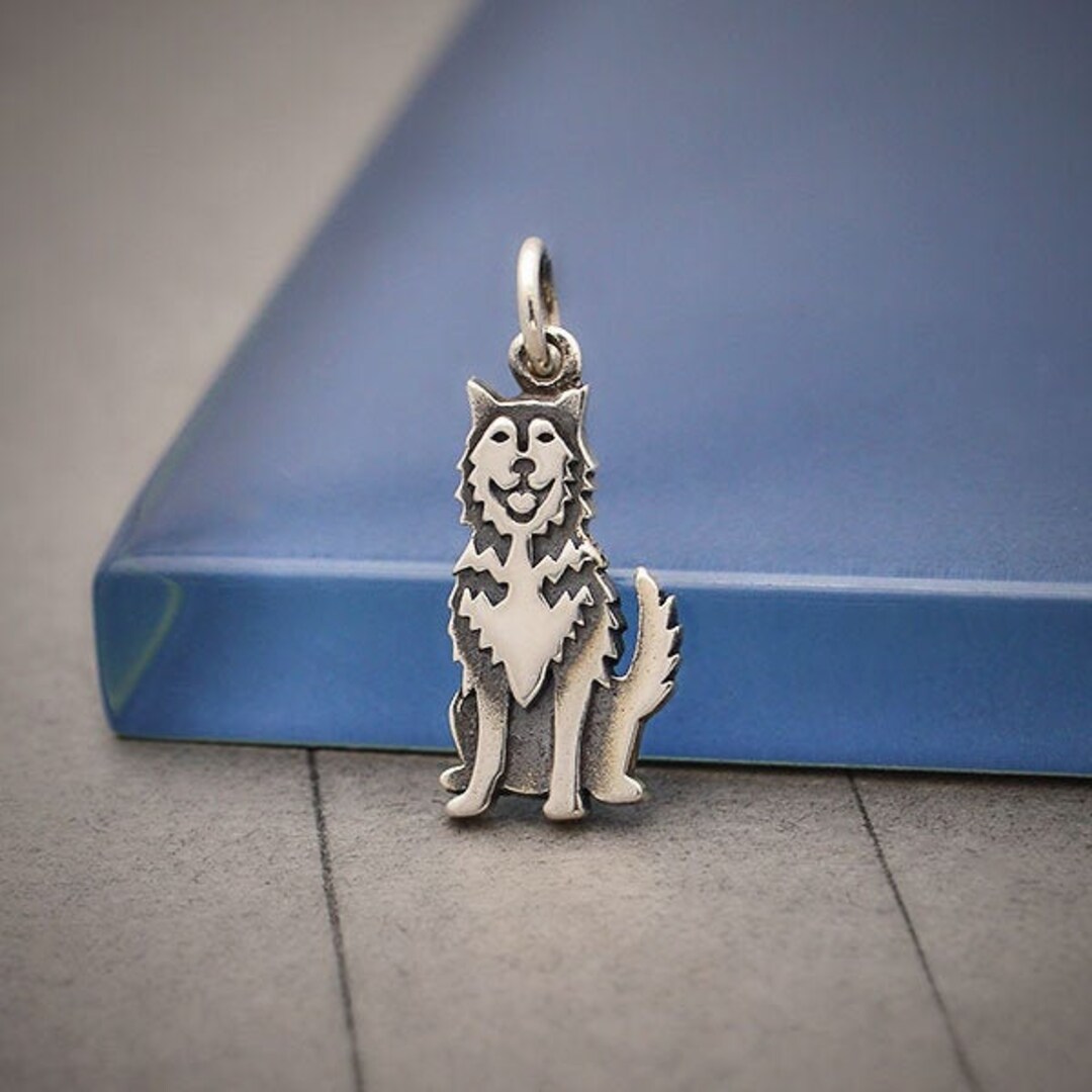Husky Charm 925 Sterling Silver. Husky Dog Pendant. Solid Sterling ...