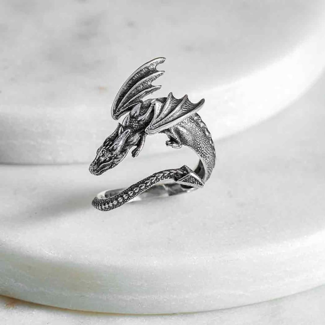 Dragon Ring Adjustable Sterling Silver Dragon Jewelry 925 Sterling ...