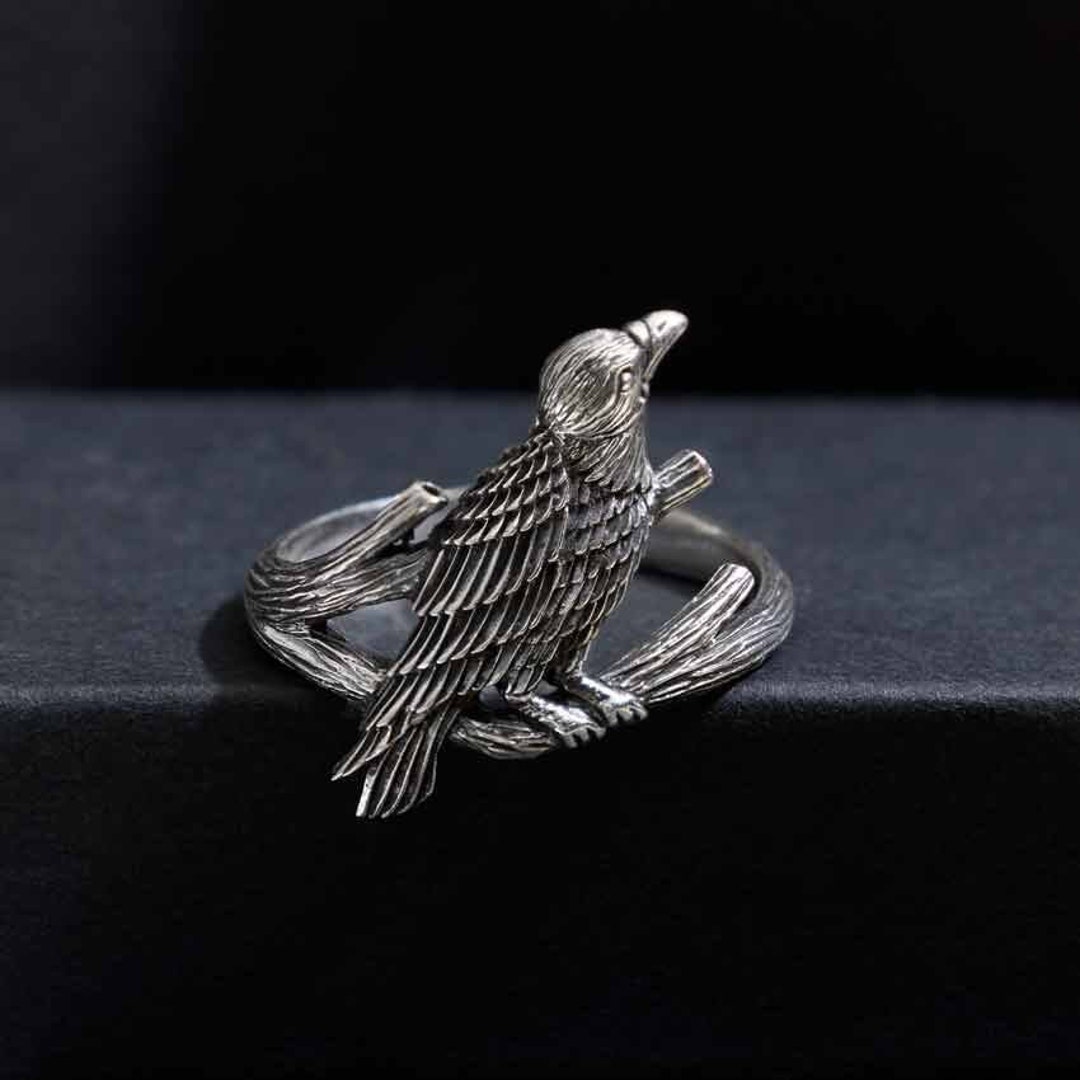 Raven Ring 925 Sterling Silver Raven Jewelry Sterling Silver Raven Crow ...