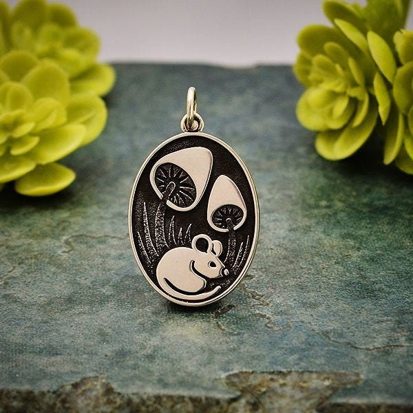 Sterling Silver Mouse Charm. 925 Sterling Silver Mouse and Mushroom ...