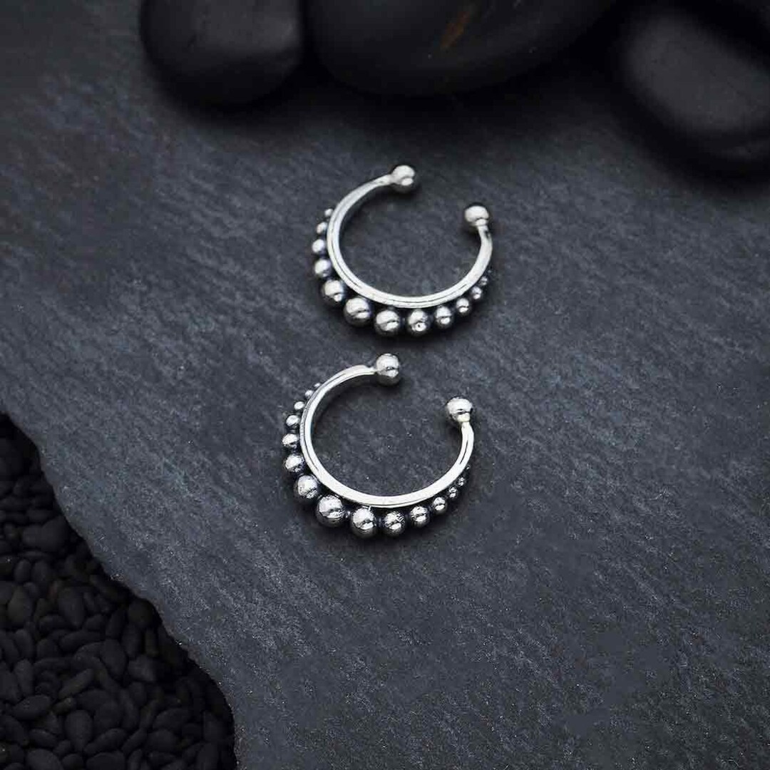 Sterling Silver Ear Cuff Granulated 14mm Solid Sterling Silver Ear ...