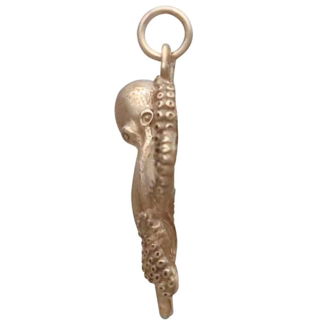 Gold Octopus Pendant - Solid Bronze Octopus Charm on 14K Gold Filled ...