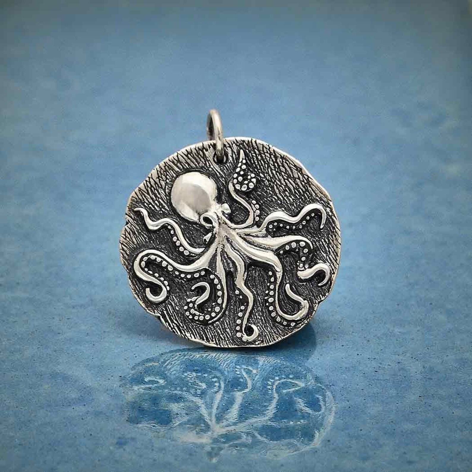 Sterling Silver Octopus Charm .925 Sterling Silver Octopus Coin Pendant ...
