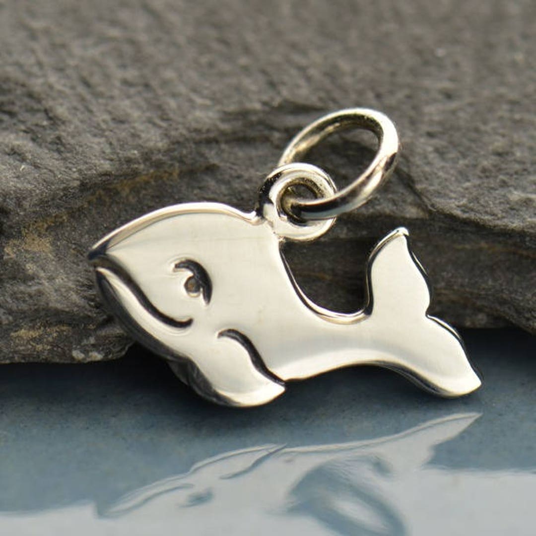 Tiny Whale Charm 925 Solid Sterling Silver Whale Charm Mini Whale Charm ...