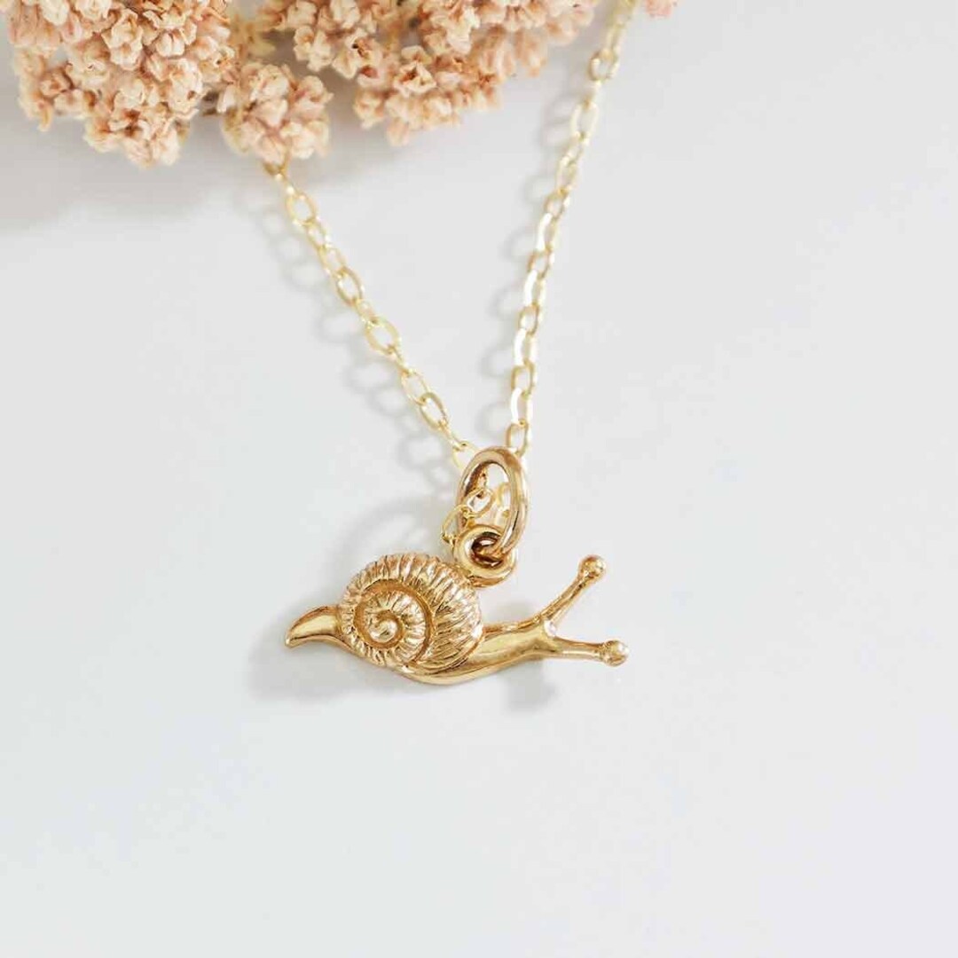 Gold Snail Necklace Teeny Tiny Snail Charm Pendant Solid Bronze or 925 ...