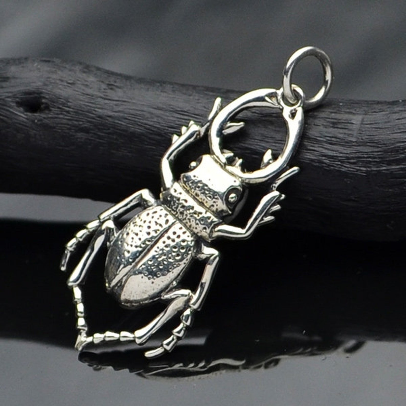 Sterling Silver Beetle Charm. Stag Beetle Charm. 925 Solid - Etsy