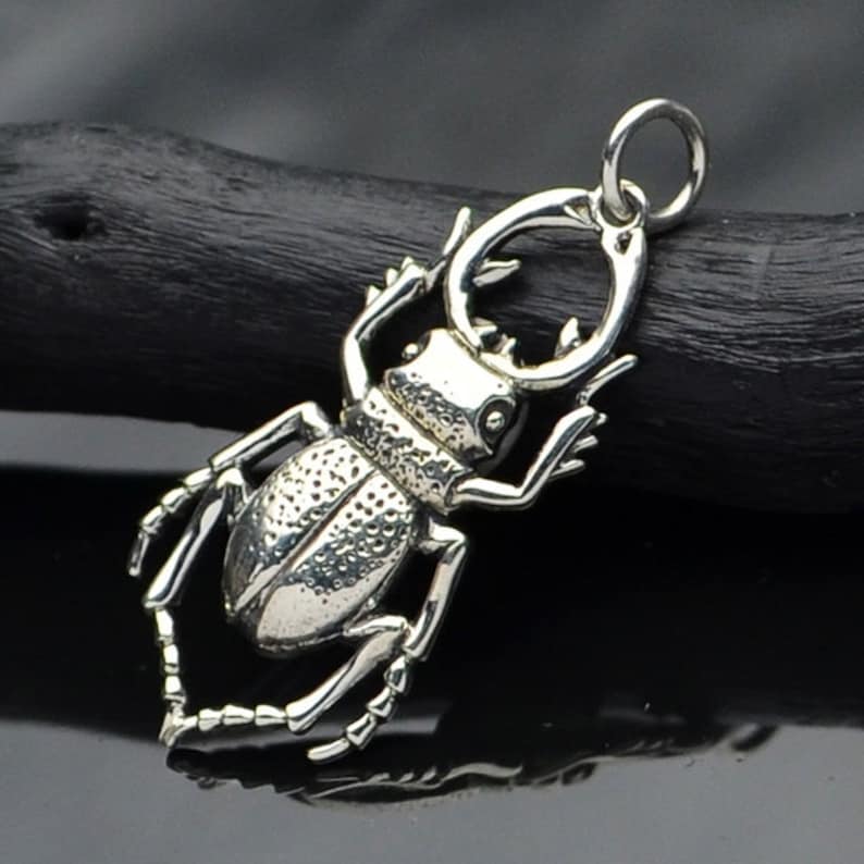 Sterling Silver Beetle Charm. Stag Beetle Charm. 925 Solid - Etsy