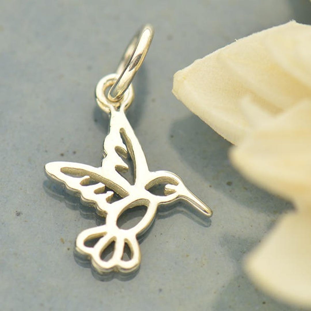 Sterling Silver Tiny Hummingbird Charm .925 Mini Hummingbird Charm ...