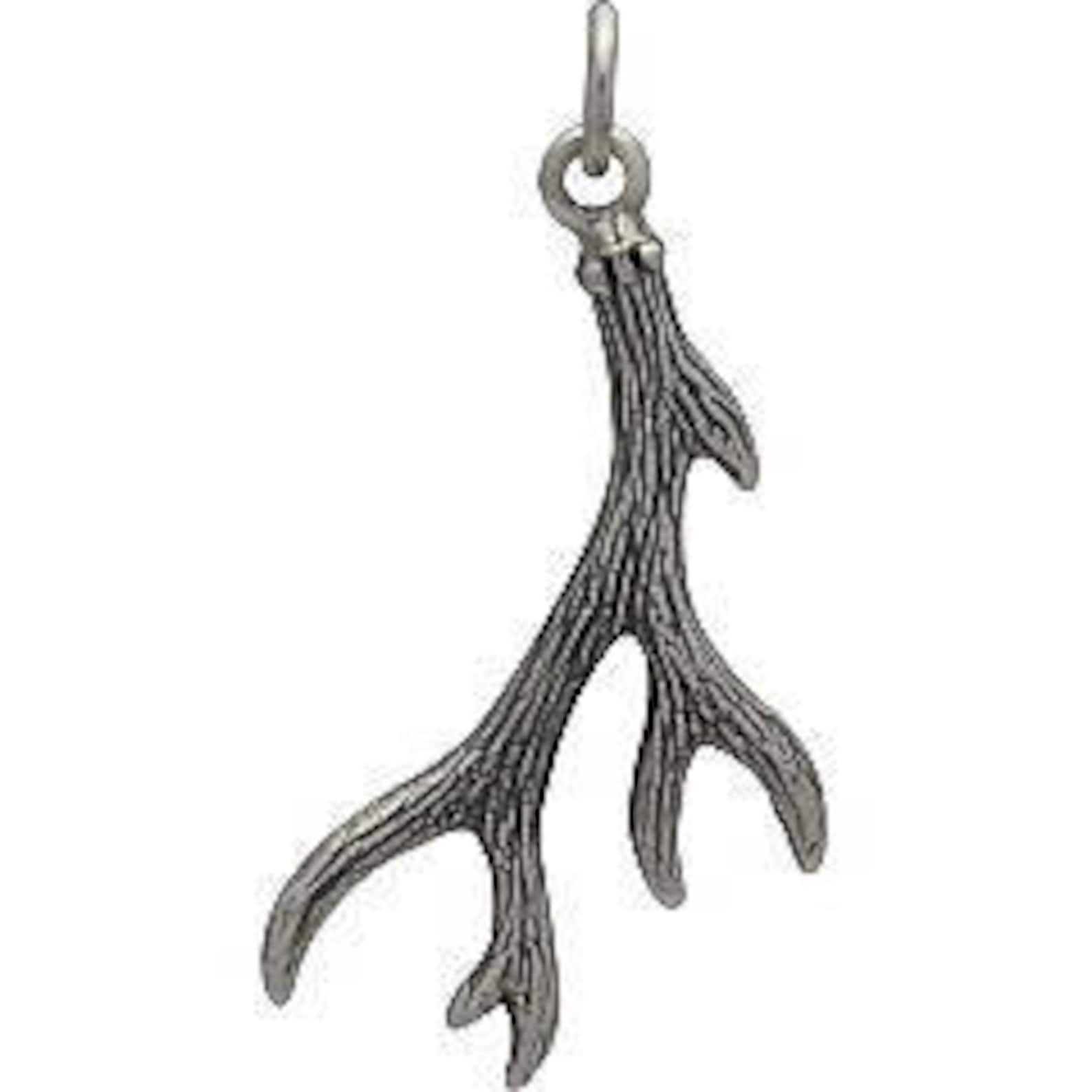 Sterling Silver Antler Charm. 925 Sterling Silver Deer Antler - Etsy