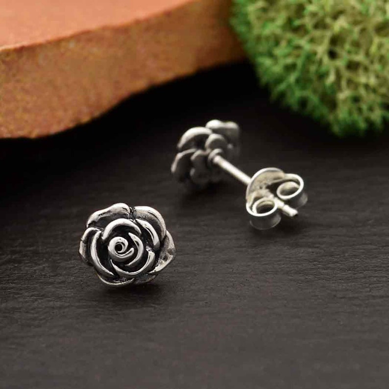 Sterling Silver Rose Charm. 925 Sterling Silver Rose With Stem - Etsy