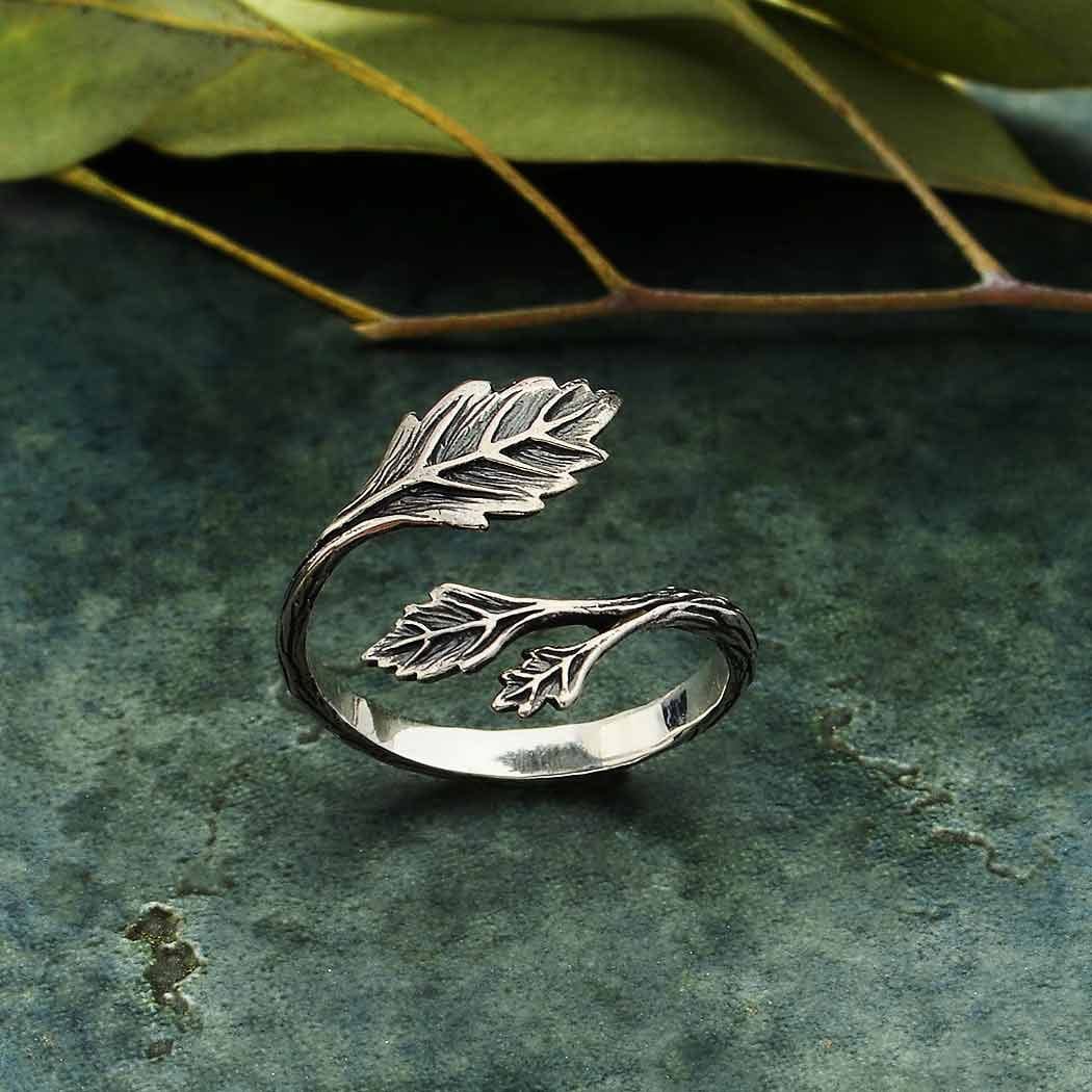 Adjustable Leaf Ring Choose Solid Bronze or 925 Sterling - Etsy