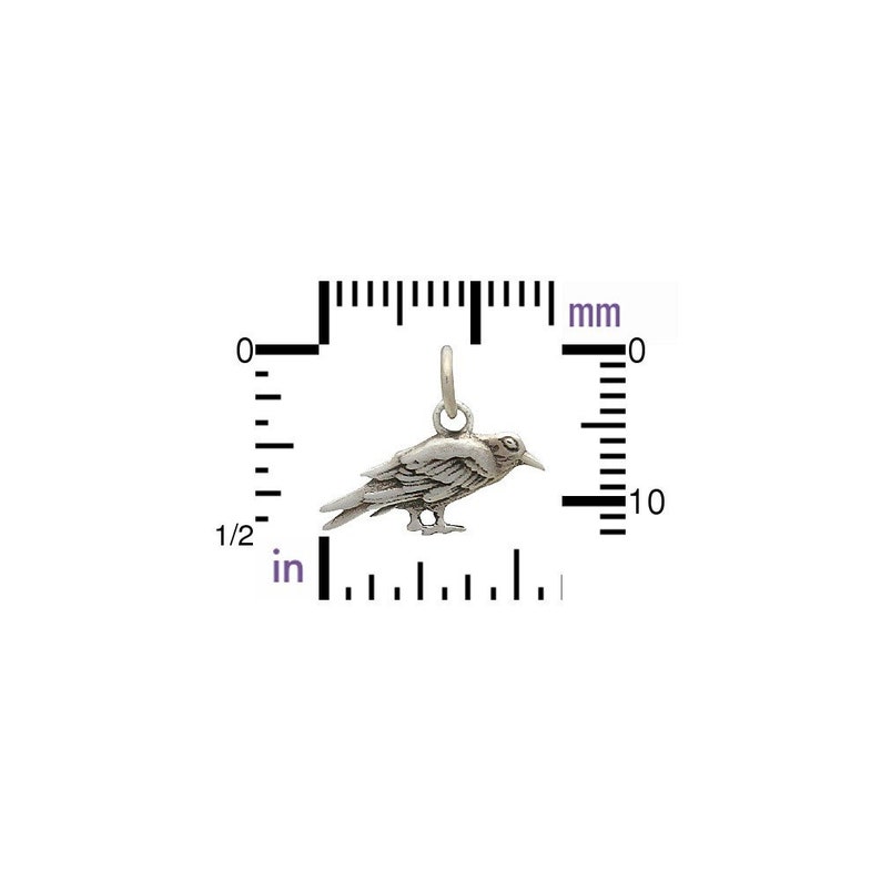 Sterling Silver Raven Charm. 925 Sterling Silver or Bronze - Etsy