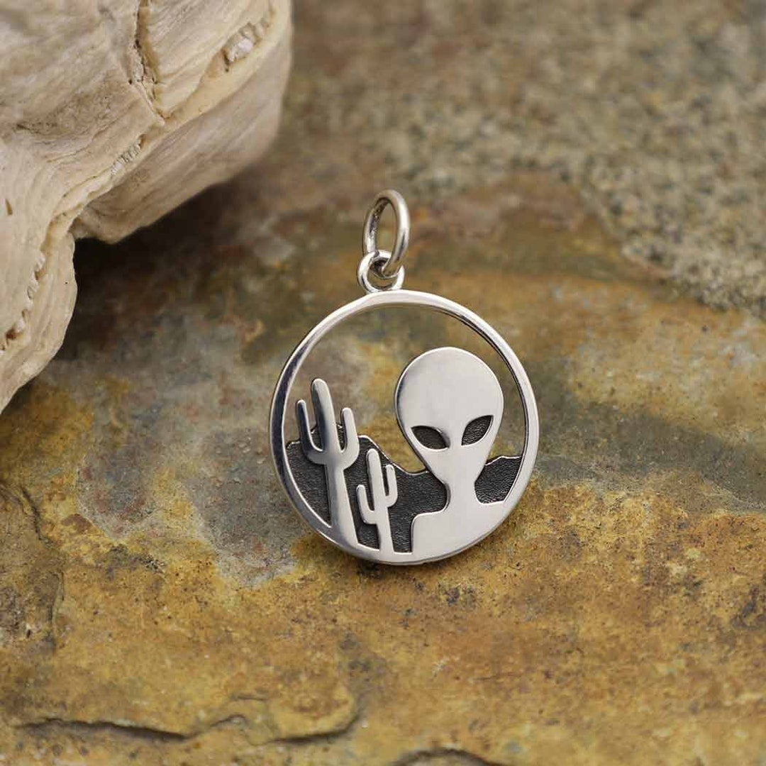 Alien Charm or Stud Earrings 925 Sterling Silver Alien Studs Rocket ...