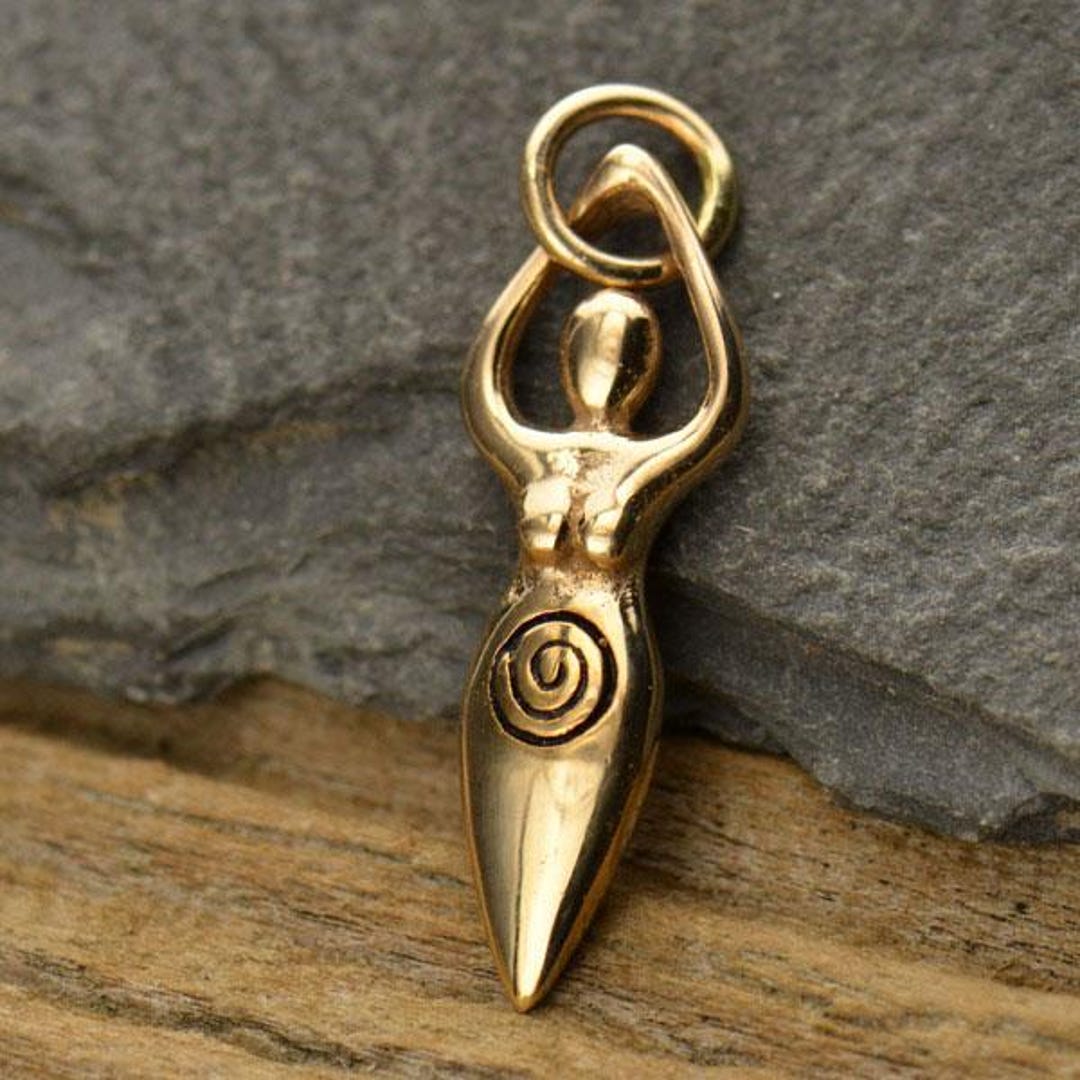 Fertility Goddess Charm Bronze. Tiny Moon Goddess Charm Gold Mini Charm ...