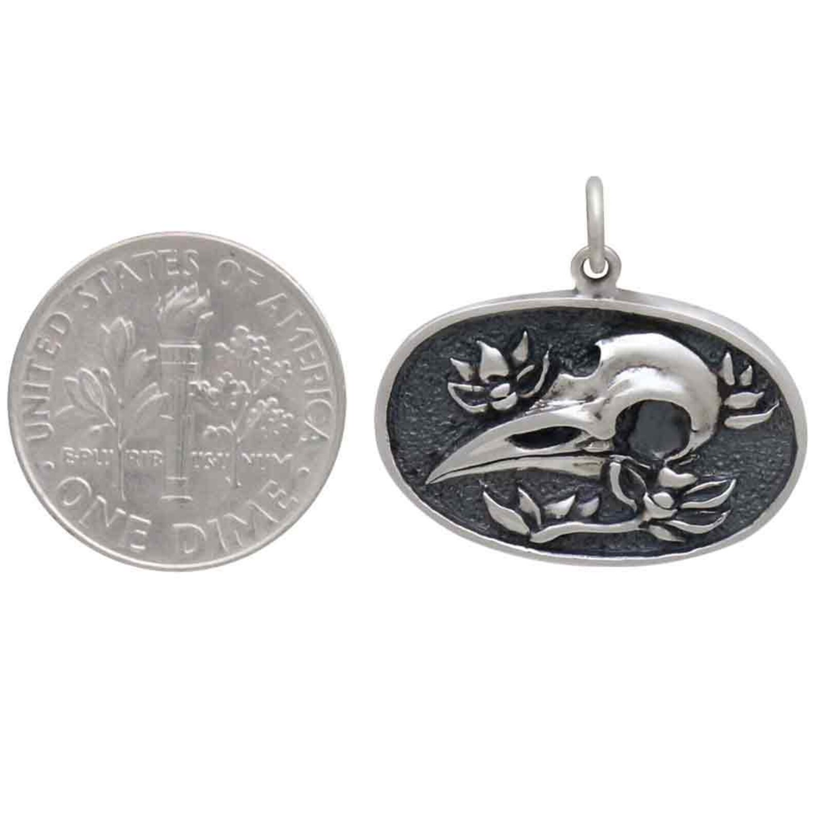 Raven Skull Pendant .925 Sterling Silver Raven Pendant. - Etsy