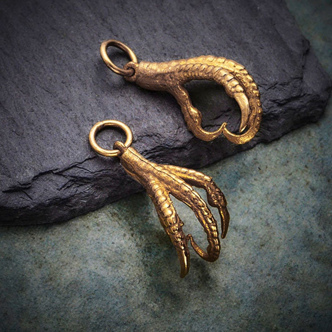Bird Claw Pendant. Solid Bronze Talon Pendant. Gold Raven Claw Necklace ...