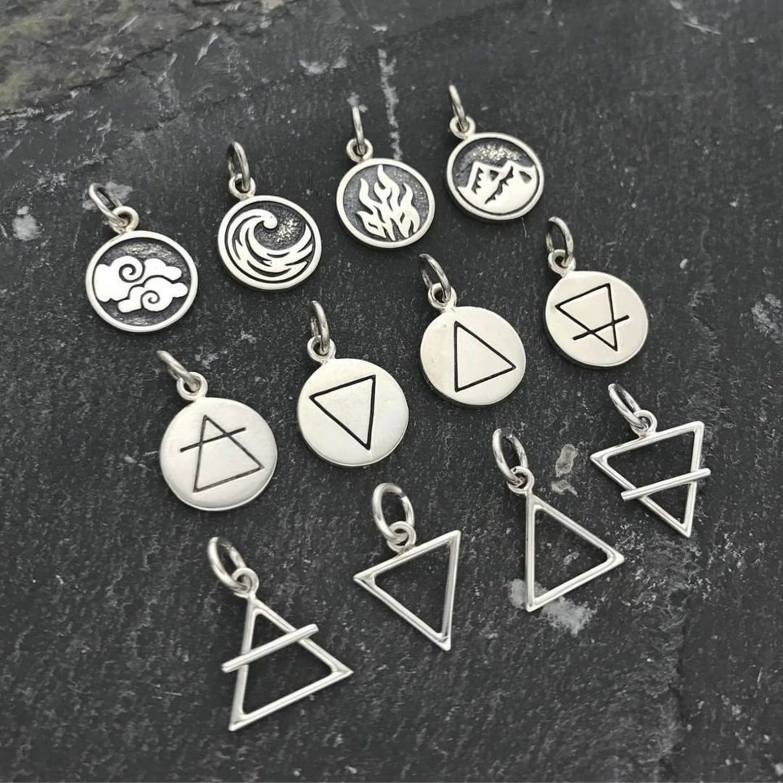 Sterling Silver Mini Element Charms. TINY Element Necklace. | Etsy