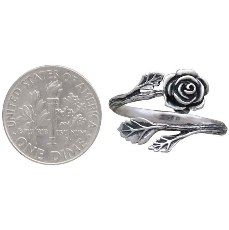 Adjustable Rose Ring Choose Solid Bronze or 925 Sterling Silver Rose ...