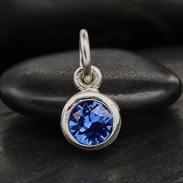 Sterling Silver Birthstone Charm .925 Sterling Sliver TINY | Etsy