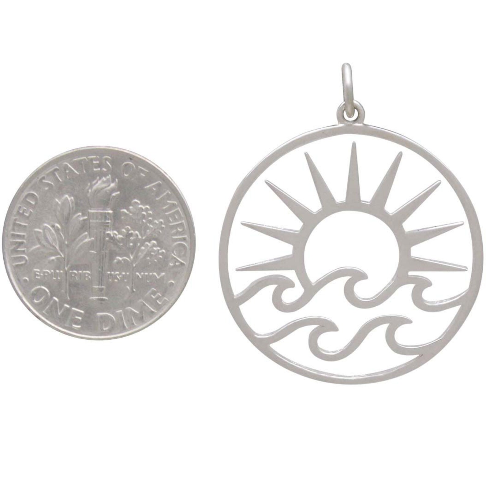 Sterling Silver Sun Pendant .925 Sterling Silver Sun and Waves - Etsy
