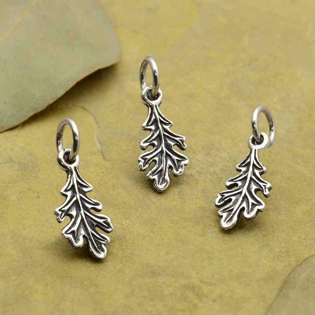 Tiny Oak Leaf Charm 925 Sterling Silver Oak Leaf Mini Charms - Etsy