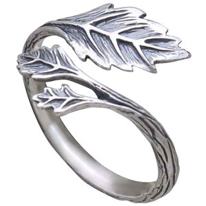Adjustable Leaf Ring Choose Solid Bronze or 925 Sterling Silver Leaf ...