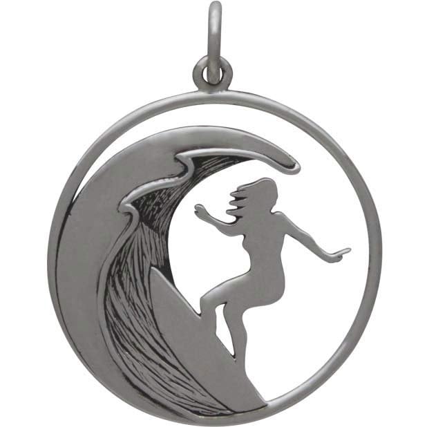 Sterling Silver Surfer Girl Charm. Surfing Charm. Surfing Girl Pendant ...