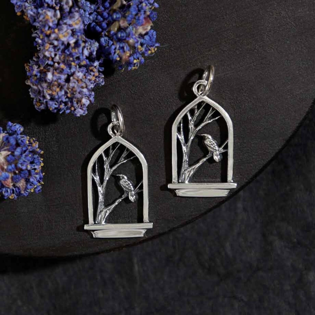 Raven Charm 925 Sterling Silver Raven in Window Sterling Silver ...