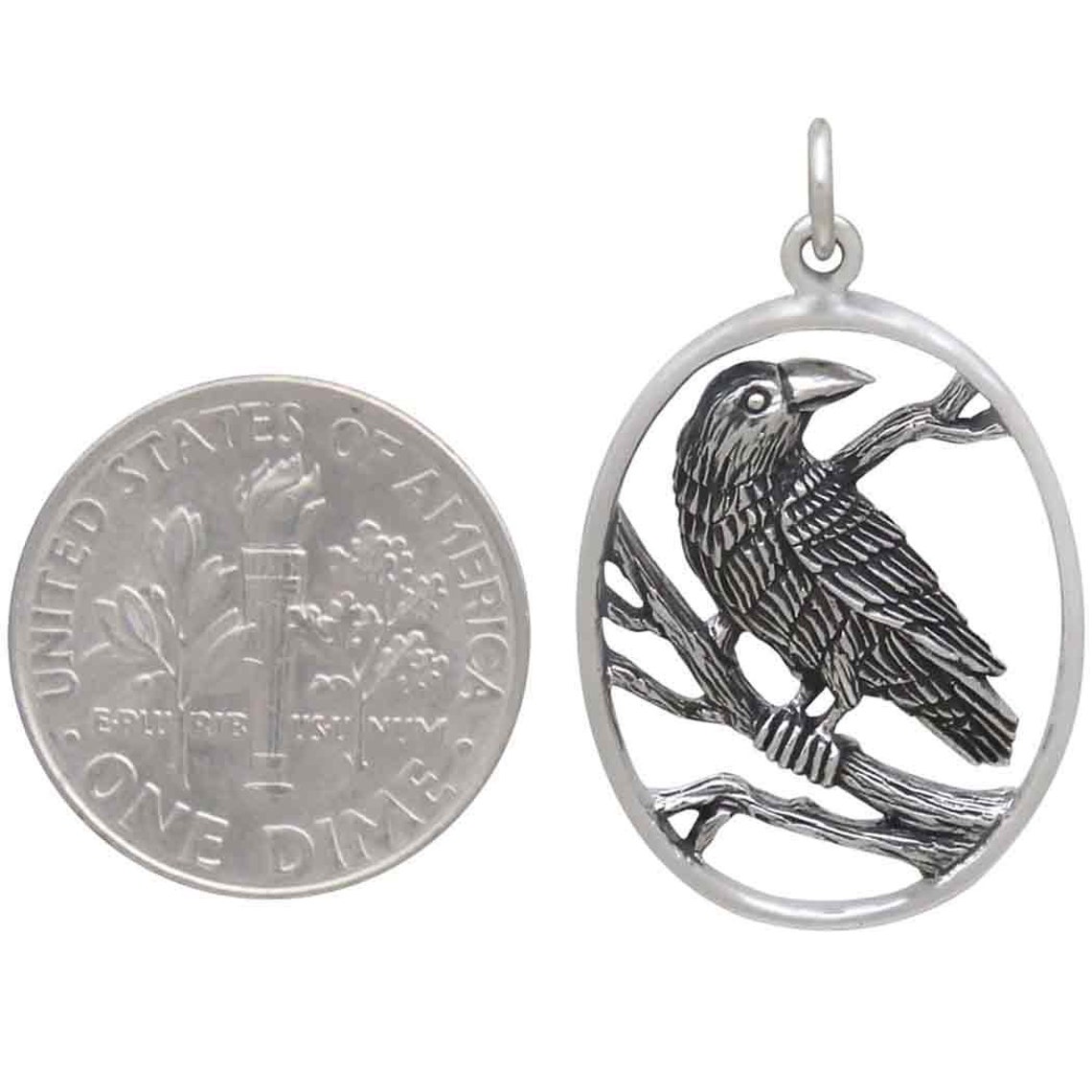 Raven Pendant 925 Sterling Silver Raven Necklace Sterling - Etsy