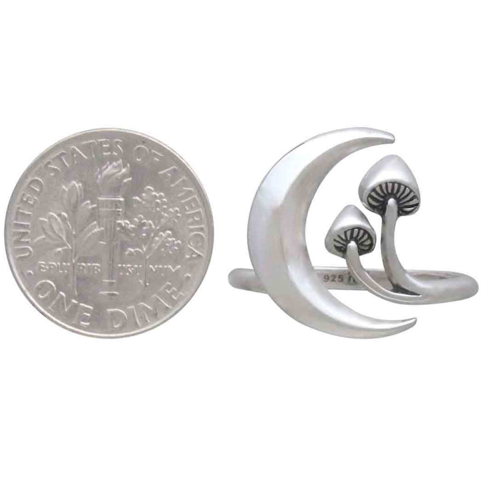 Mushroom Ring Moon and Mushrooms .925 Sterling Silver Mushroom Pendant ...