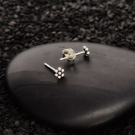 Sterling Silver Tiny Flower Stud Earrings .925 Sterling Silver | Etsy