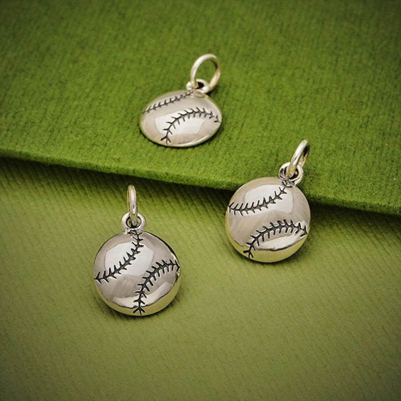Sterling Silver Baseball Charm. Softball Charm. 925 Sterling Silver ...