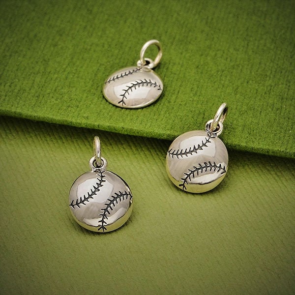 Sterling Silver Baseball Charm. Softball Charm. 925 Sterling | Etsy
