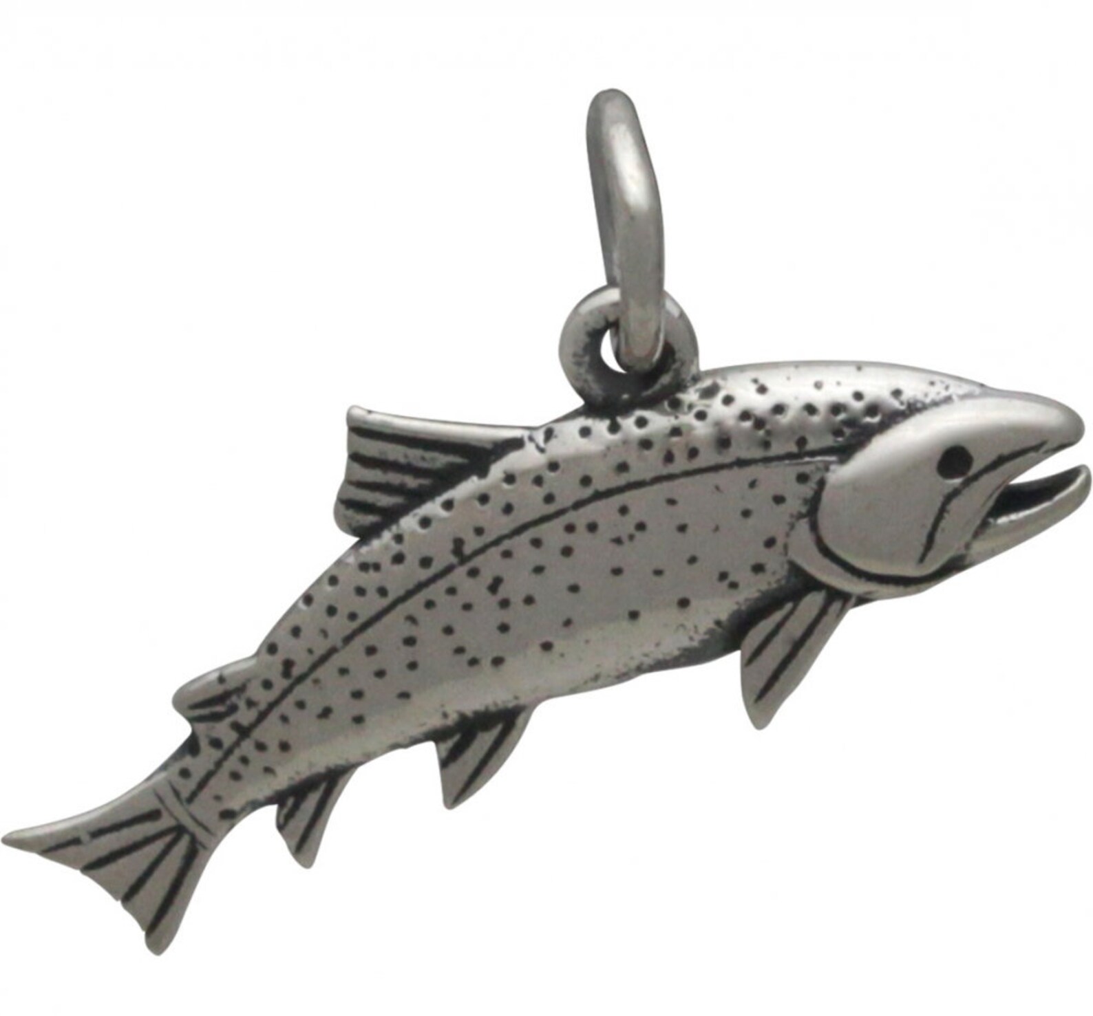 Sterling Silver Trout Charm. 925 Sterling Silver Fishing Charm. Trout ...
