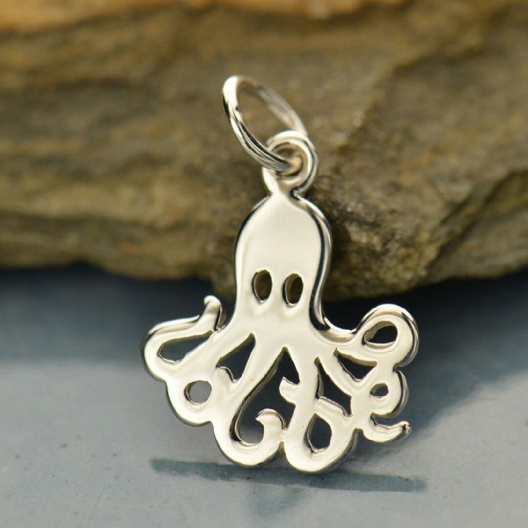Sterling Silver Octopus Charm. 925 Solid Sterling Silver Mini Octopus ...
