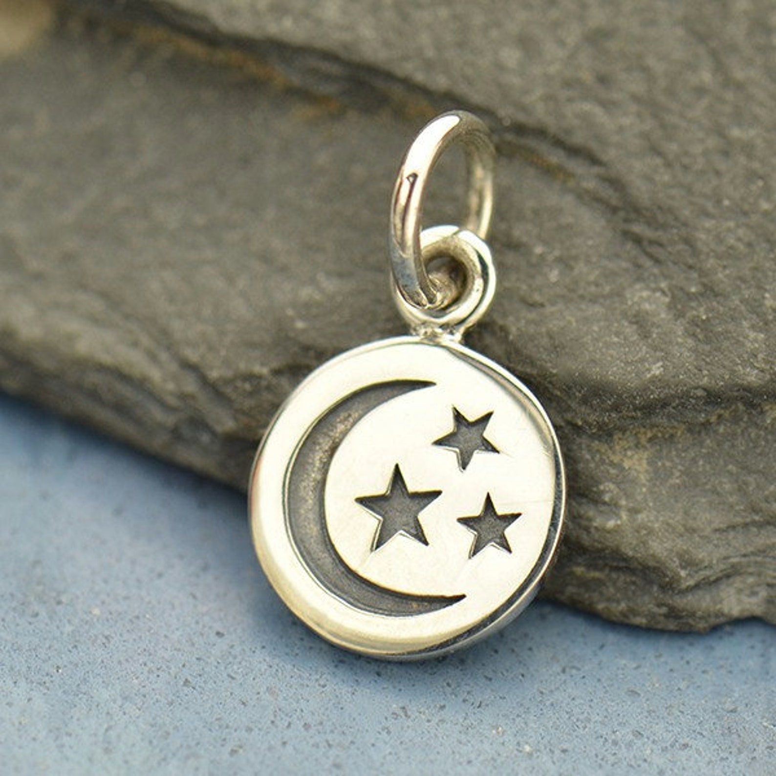 Sterling Silver Moon and Star Charm. .925 Sterling Silver MINI - Etsy