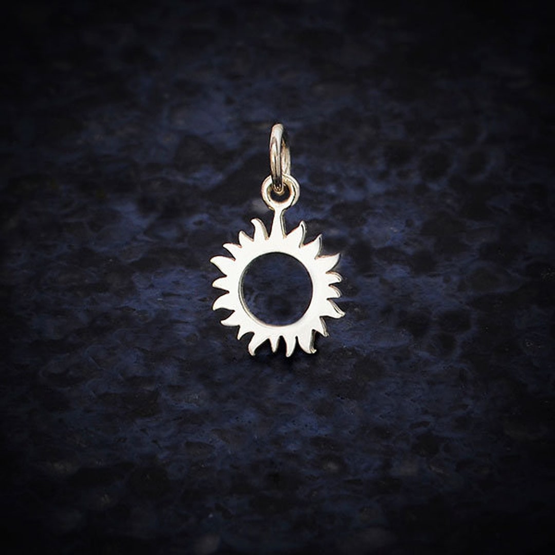 Sterling Silver Tiny Eclipse Charm. 925 Sterling Silver Mini Sun Charm ...