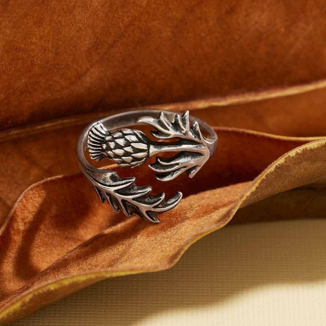 Thistle Ring Adjustable 925 Sterling Silver Thistle Necklace .925 ...