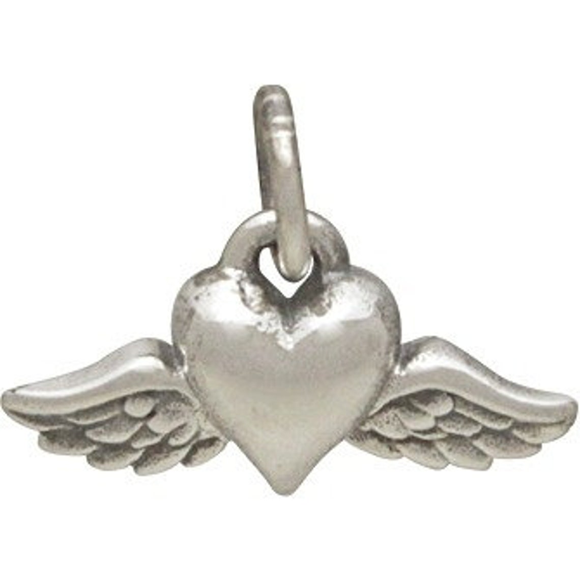 Sterling Silver Mini Heart Charm. Tiny Heart With Wings Charm. - Etsy