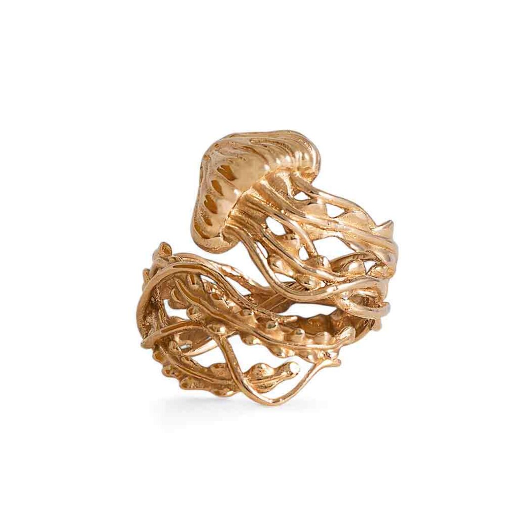 Gold Jellyfish Ring Solid Bronze Jellyfish Gold Ring Adjustable - Etsy