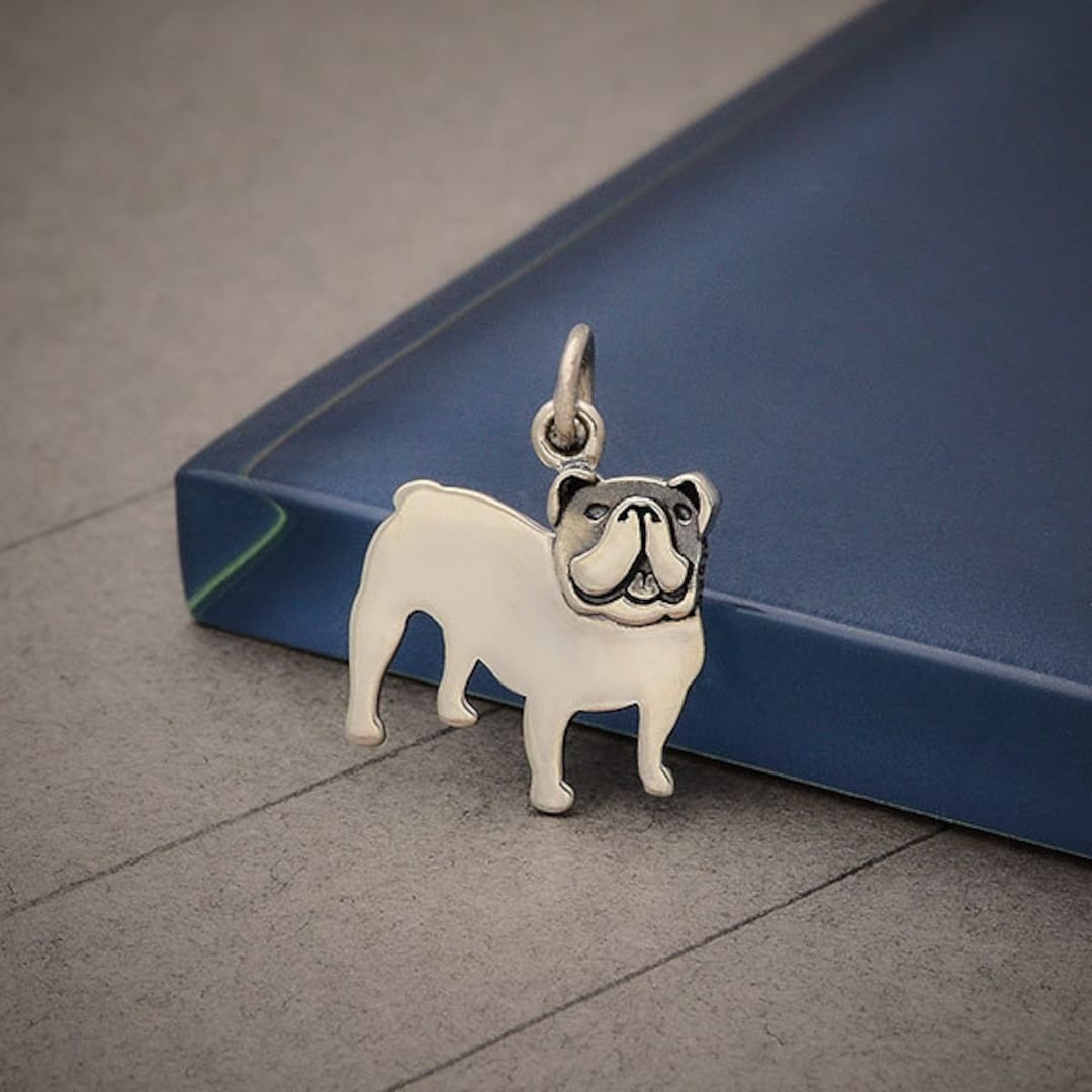 Sterling Silver Bulldog Charm. Bulldog Pendant. Solid Sterling Silver ...