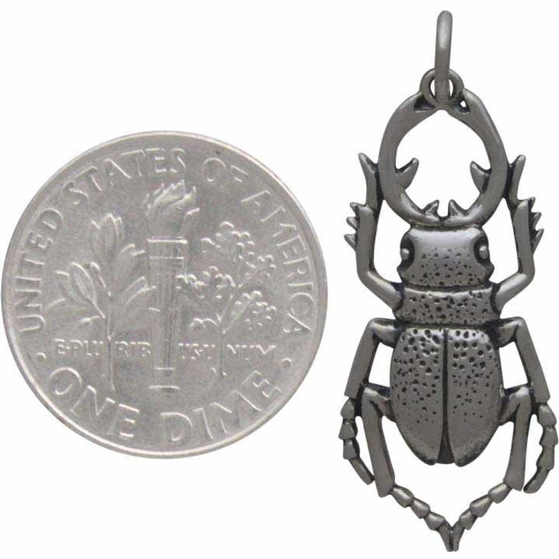 Sterling Silver Beetle Charm. Stag Beetle Charm. 925 Solid - Etsy