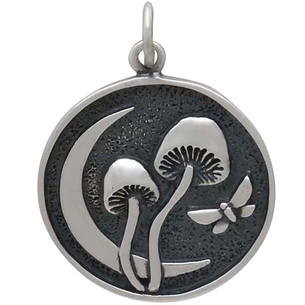 Mushroom and Moon Pendant .925 Sterling Silver Mushroom Pendant ...